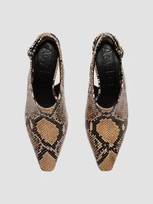 AeydĒ Maude Snake-embossed Leather Slingback Pumps
