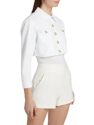 L'Agence Genevie Denim Crop Jacket
