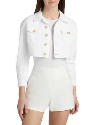 L'Agence Genevie Denim Crop Jacket
