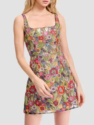 Dress The Population Devi Floral Embellished Minidress