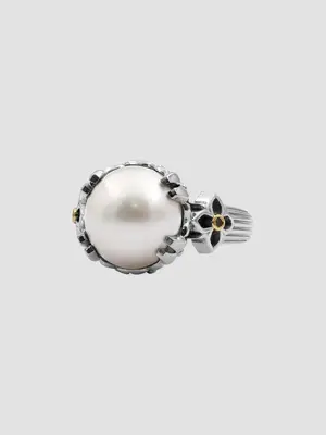 Stephen Dweck Sterling 18k Yellow Gold, Freshwater Pearl & 0.02 Tcw Diamond Ring