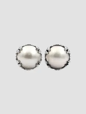 Stephen Dweck Sterling & Pearl Claw Stud Earrings - Silver