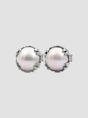 Stephen Dweck Sterling & Pearl Claw Stud Earrings