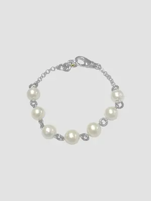 Stephen Dweck Sterling Cultured Freshwater Pearl & 0.03 Tcw Diamond Bracelet