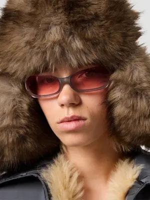 Miu Miu Technical Fabric And Faux Fur Trapper Hat