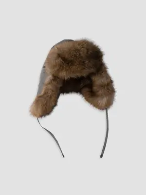 Miu Miu Technical Fabric And Faux Fur Trapper Hat