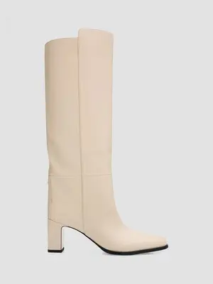 JIMMY CHOO Caly 65mm Leather Knee Boots Bone