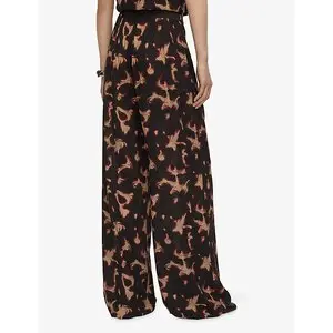 JOSEPH Rihani Tortoiseshell-print Wide-leg Crepe Trousers - Tortoise Shell