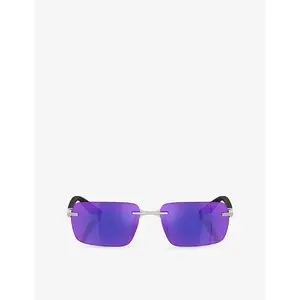Prada Psc52s Rectangle-frame Metal Sunglasses