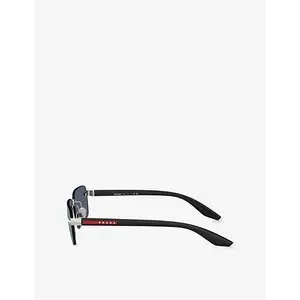 Prada Psc52s Rectangle-frame Metal Sunglasses