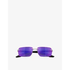 Prada Psc52s Rectangle-frame Metal Sunglasses