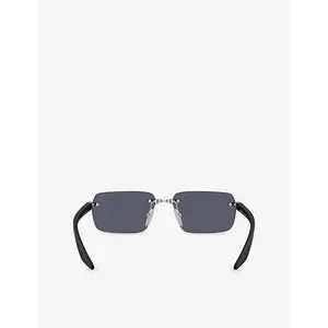 Prada Psc52s Rectangle-frame Metal Sunglasses