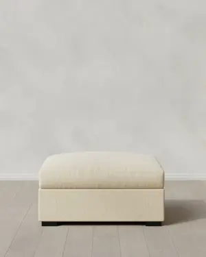 Quince Oasis Ottoman In Performance Chenille-linen Blend Eggshell
