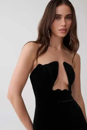 Meshki Ariana Abstract Neck Velvet Maxi Dress