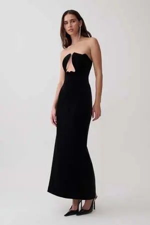 Meshki Ariana Abstract Neck Velvet Maxi Dress