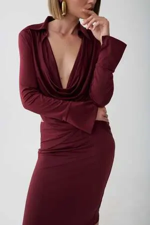 Meshki Elmira Long Sleeve Slinky Gather Detail Top