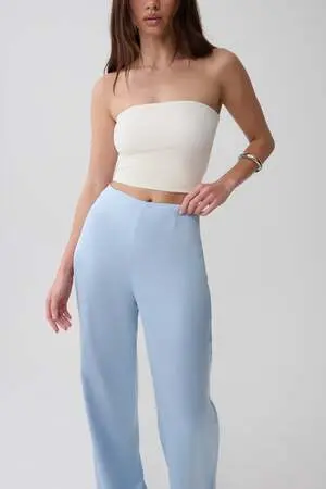 Meshki Sydney Straight Leg Satin Pants - Blue