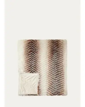 LYLA GRANT Chevron Faux Fox Throw, 60" X 72 - Brown Multi