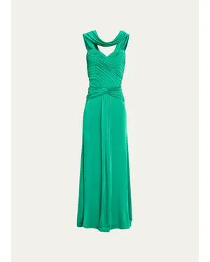 THE NEW ARRIVALS ILKYAZ OZEL Amanda Sculpted Jersey Column Gown