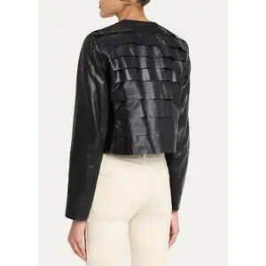 Fleurette Hazel Tiered Leather Jacket