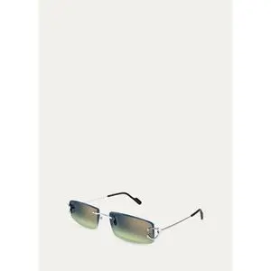 Cartier Rimless Metal And Nylon Rectangle Sunglasses