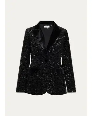 Rickie Freeman For Teri Jon Satin-trim Sequin Blazer