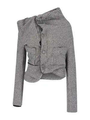 Junya Watanabe Houndstooth Cropped Wrap Jacket