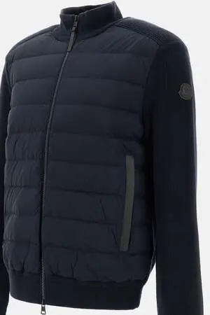 Moncler Cardigan Imbottito In Lana Con Zip