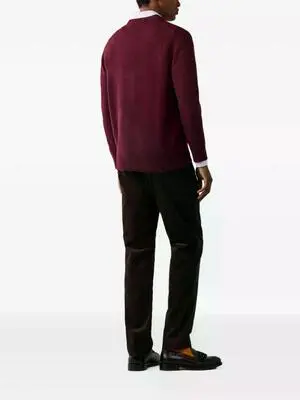 HACKETT  V-neck Lambswool Sweater - Red