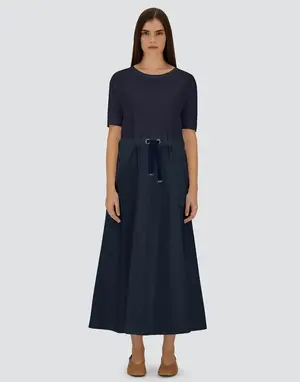 Herno Dress In Glam Knit Effect And Techno Taffeta