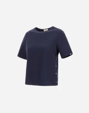 Herno T-shirt In Ever Cotton Interlock And Monogram Lurex