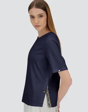 Herno T-shirt In Ever Cotton Interlock And Monogram Lurex