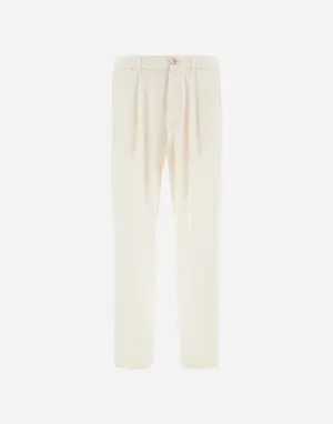 Herno Resort Trousers In Wool-blend Melange Flannel