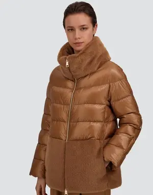 Herno Cape In Nylon Ultralight And Lady Alternative Fur