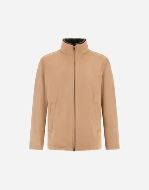 Herno Resort Bomber Jacket In Suede-effect Microfibre And Light Faux Fur