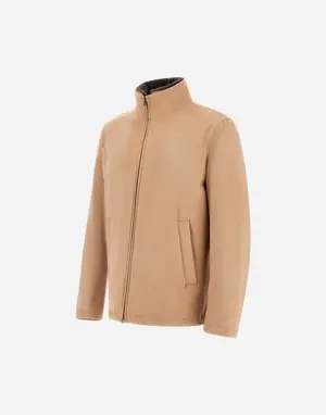 Herno Resort Bomber Jacket In Suede-effect Microfibre And Light Faux Fur