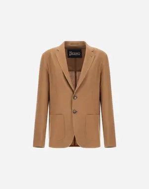 Herno Blazer In Cotton Linen Popeline - Camel