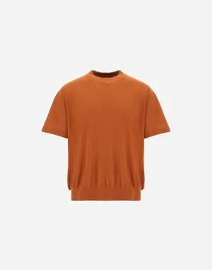 Herno Resort T-shirt In Wool And Silk Knit - Copper