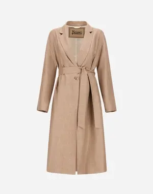 Herno Coat In Wool Silk Linen - Camel