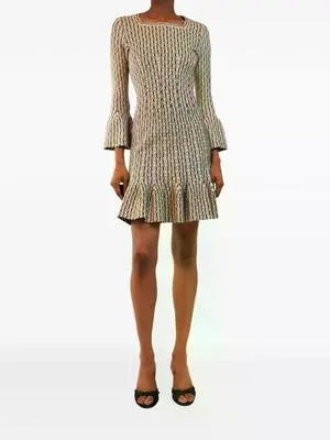 Alaïa Ruffled Long-sleeve Mini Dress