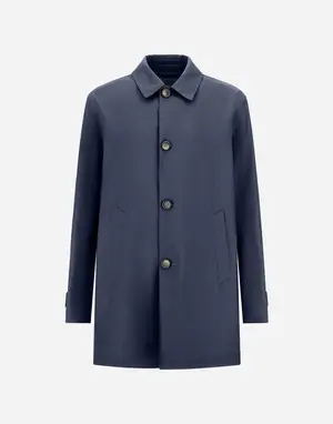 Herno Raincoat In 3 Layers Wool Storm - Blue
