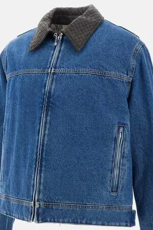 Bottega Veneta Giubbotto In Denim Imbottito Con Colletto Intrecciato