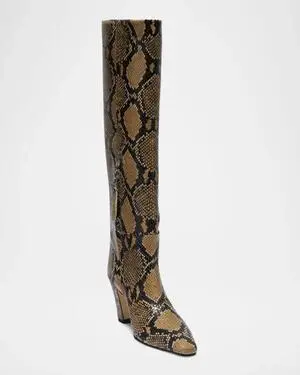 AeydĒ Silva 75mm Snakeskin-print Leather Knee-high Boots - Hazelnut