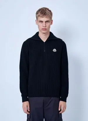 Moncler Logo Rib Wool Turtleneck
