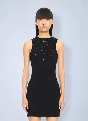 Off-White Ow X Swarovski Ribbed Rowing Dress