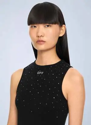 Off-White Ow X Swarovski Ribbed Rowing Dress