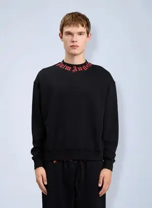 Palm Angels Neck Logo Sweatshirt - Black