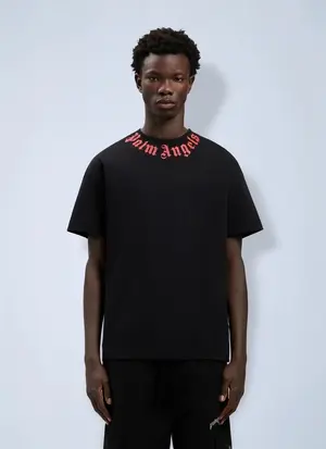 Palm Angels Neck Logo T-shirt - Black