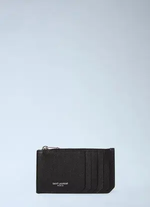 Saint Laurent Paris Fragments Zipped Cardholder - Black