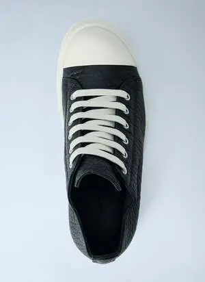 Rick Owens Textured Leather Low-top Sneakers - Black